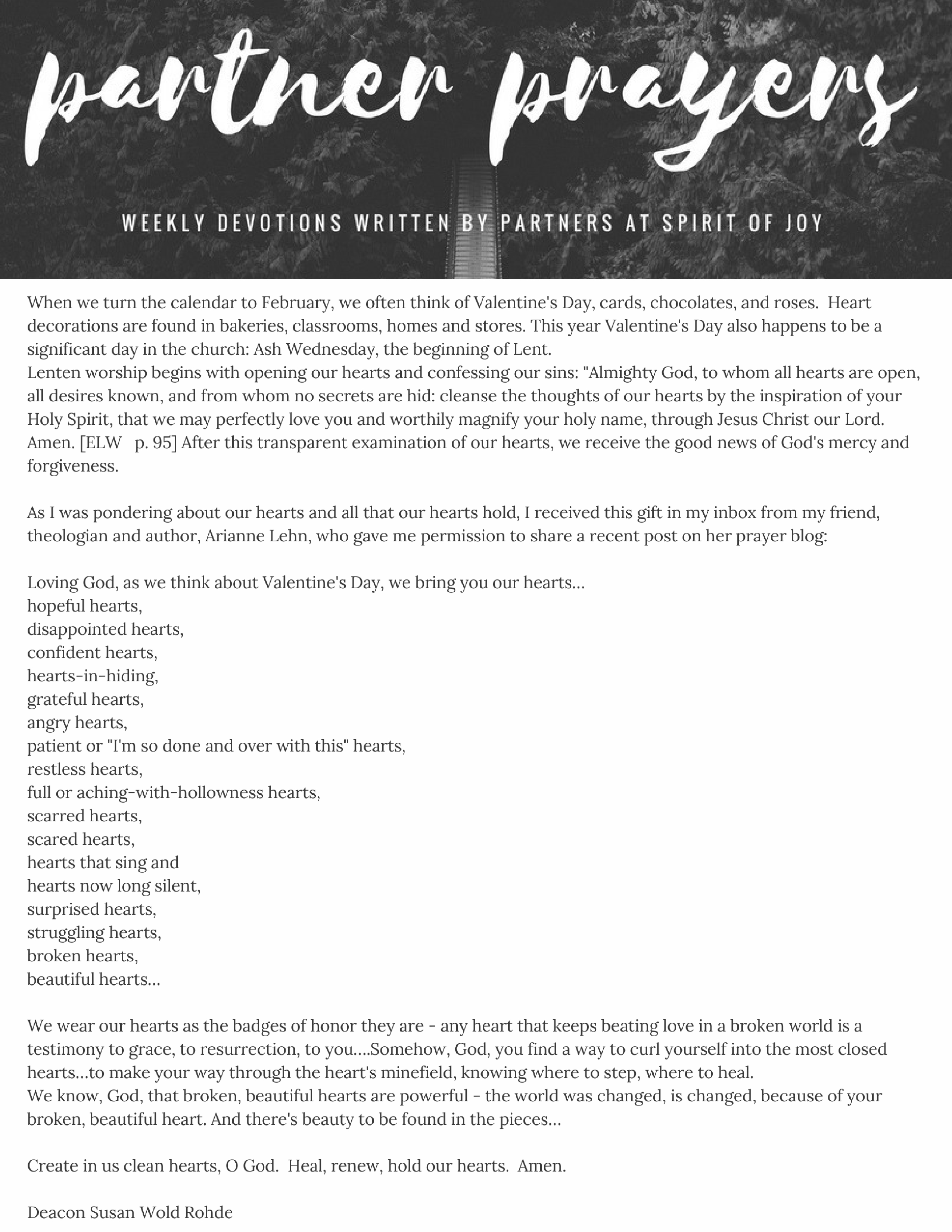 Partner Prayers – Spirit of Joy Lutheran Church